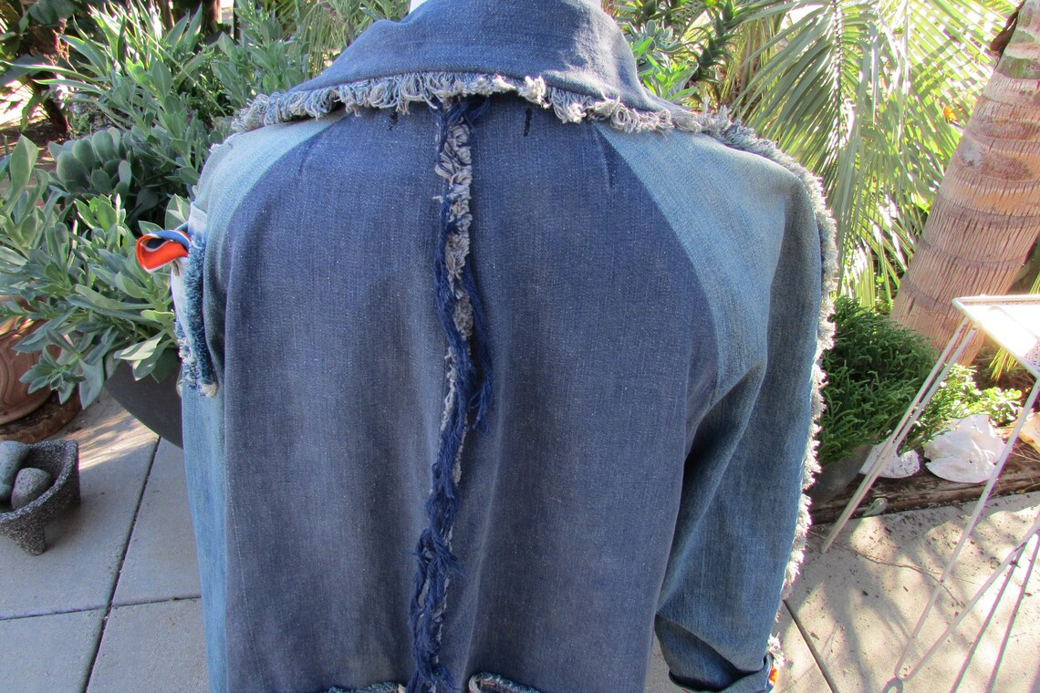 Handmade Upcycled Denim Jacket OFAK fully lined tons of | Etsy
