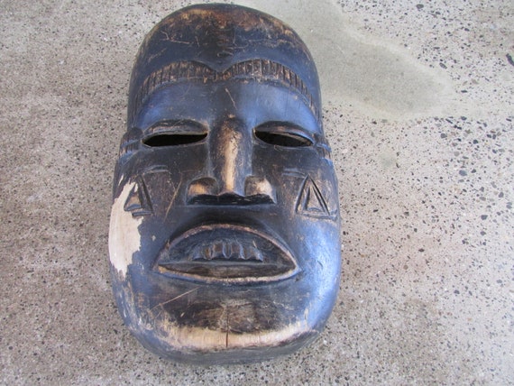 Vintage Carved Wood Mask Boho Hippie Tribal Art Ethnographic | Etsy