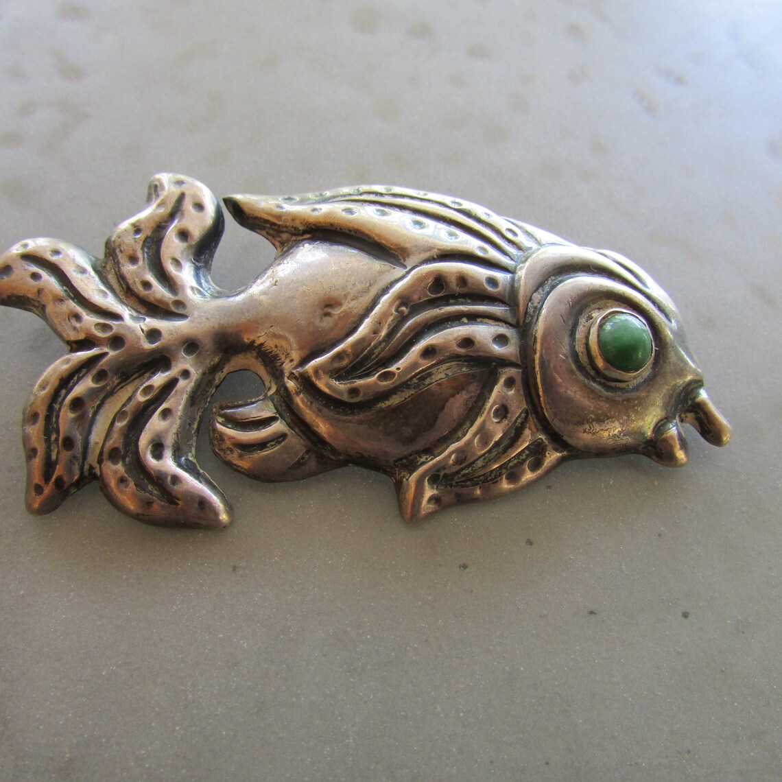 Vintage Large Sterling Silver Mexican Fish Brooch Pin Puffy | Etsy