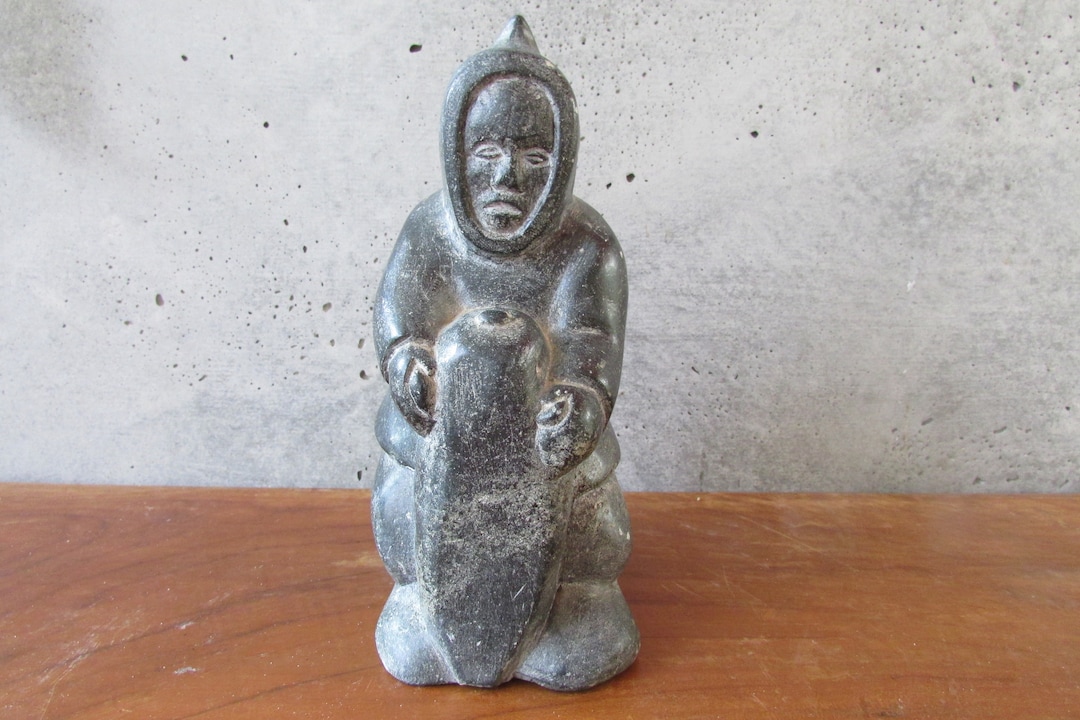 Vintage Stone Marble Inuit Eskimo Carving Sculpture Signed 1976 ...