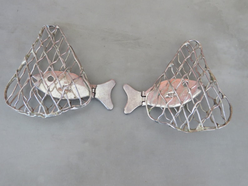 Sterling Silver Mexico Fish in Net Earrings or 2 Pendants Cool ...