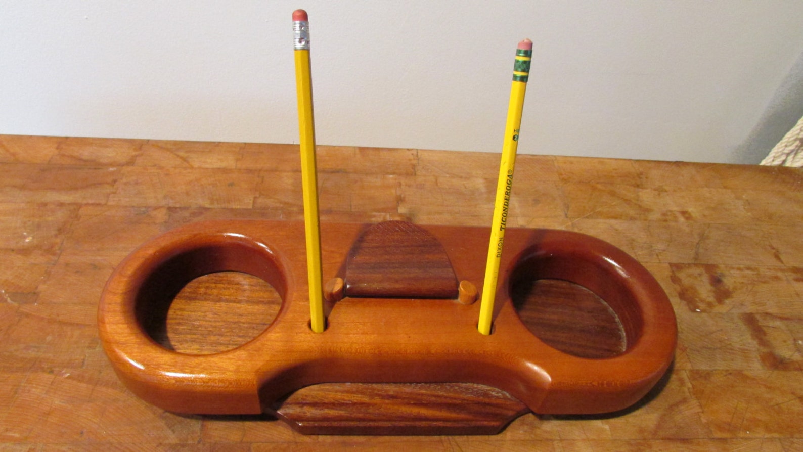 Modern Desk Caddy Pen Pencil Holder Ink Well Mixed Wood - Etsy