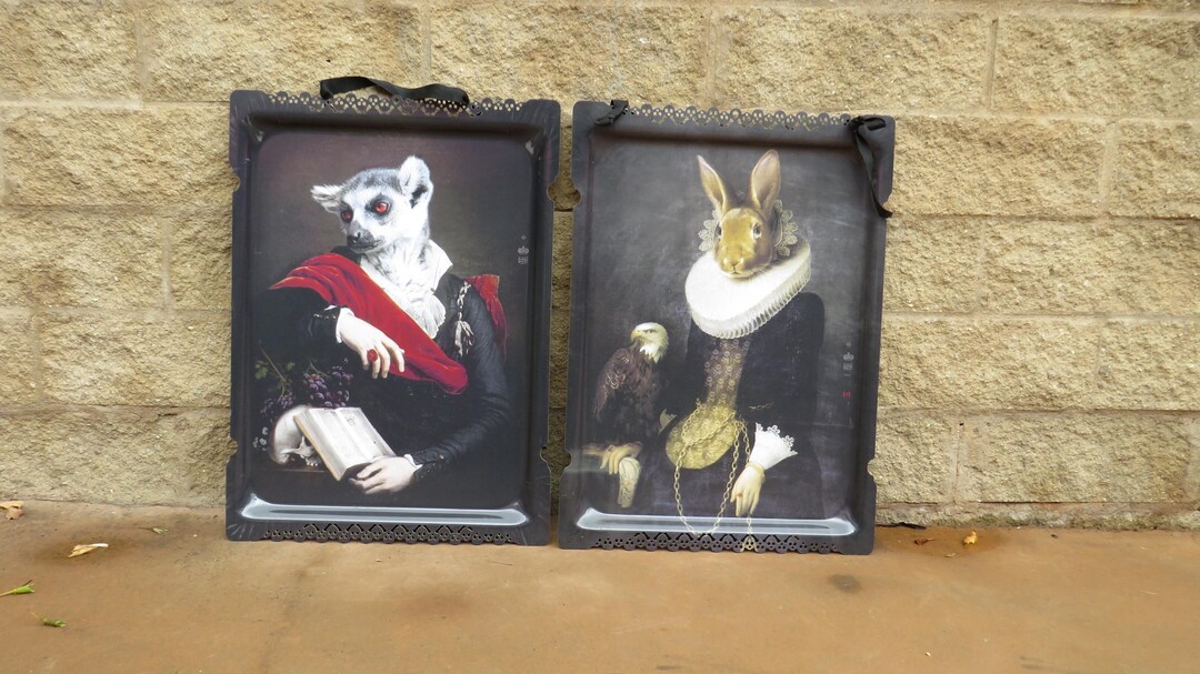Ibride French Design Studio Trays Wall Hanging Set of 2 Zaho the Rabbit ...