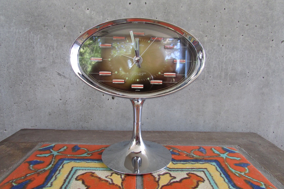 Retro Tulip Clock Rhythm Alarm Clock 2 Jewels Japan No 51141 1970s Mod ...