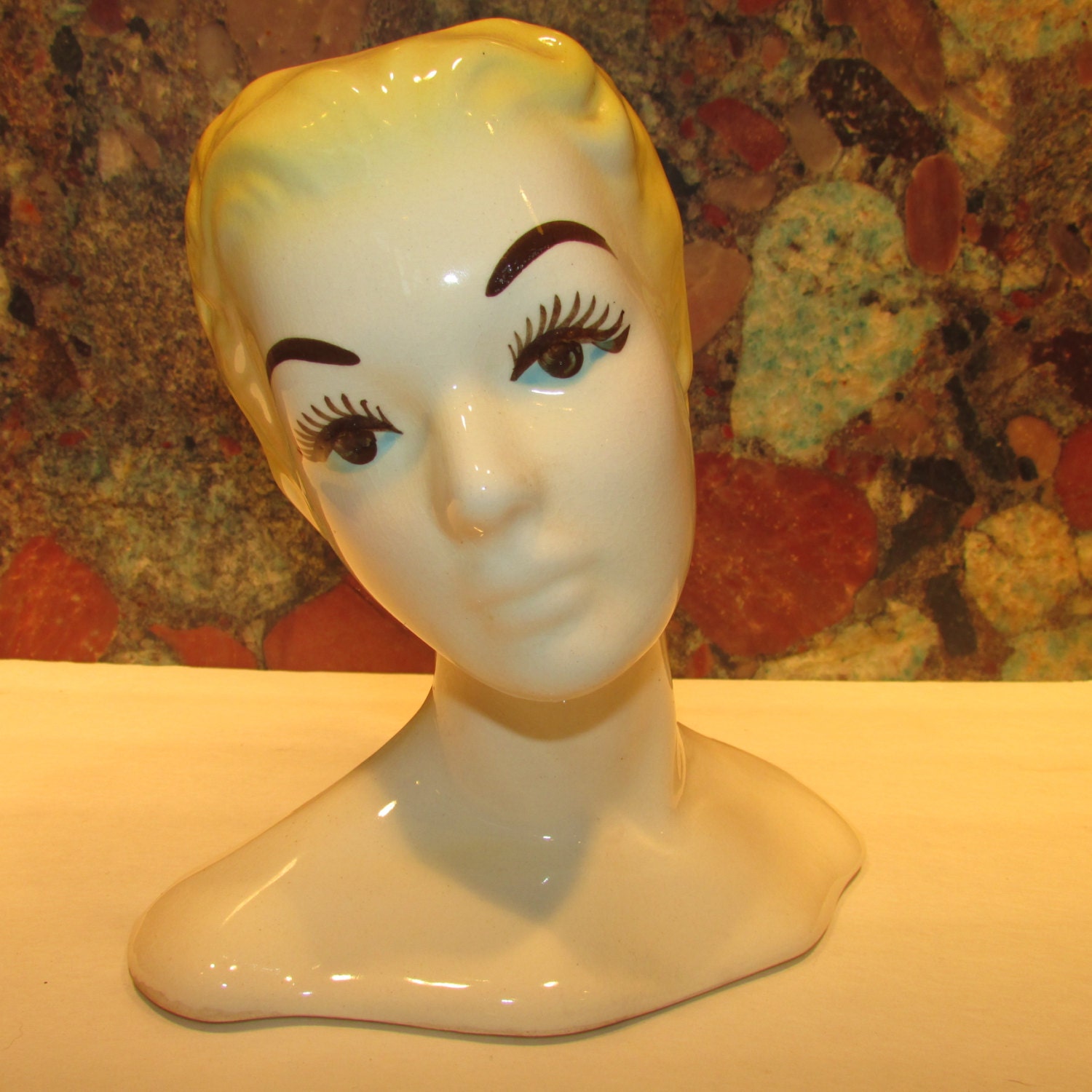 Large Vintage Ceramic Pottery Head Vase Mid Century Modern - Etsy
