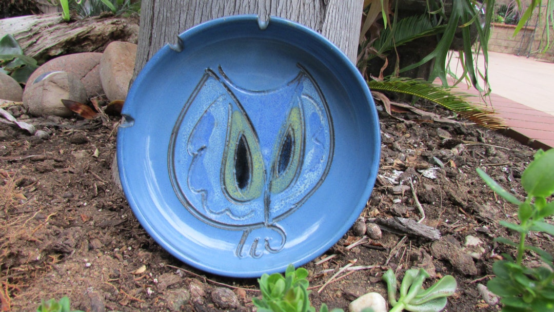 Mid Century Retro Ceramic Pottery Owl Ashtray Large Size Tobacciana - Etsy