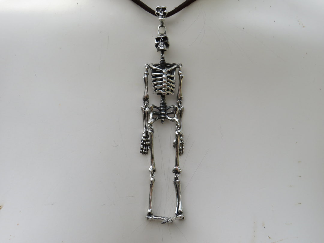 Articulated Sterling Silver Skeleton Pendant Day of the Dead Jewelry 5 ...
