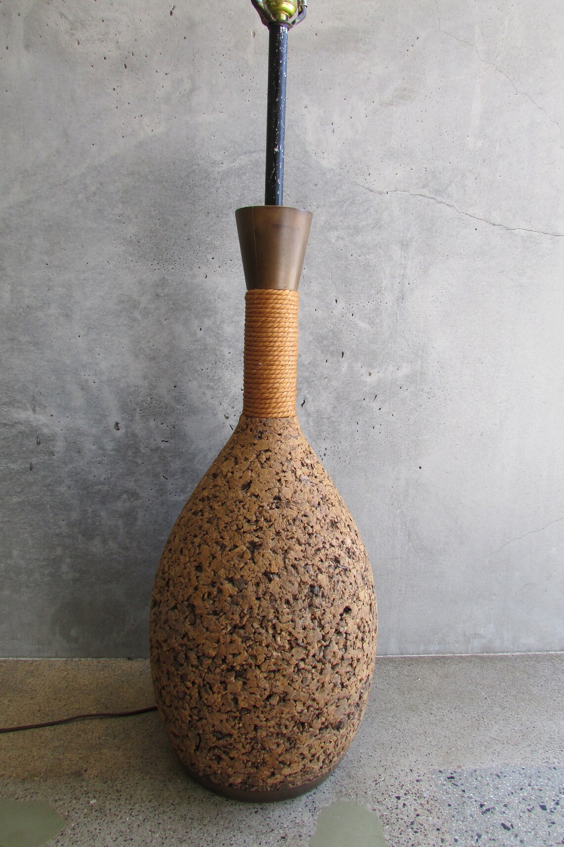 Mid Century Modern Retro Cork Lamp With Twine and Wood Retro - Etsy