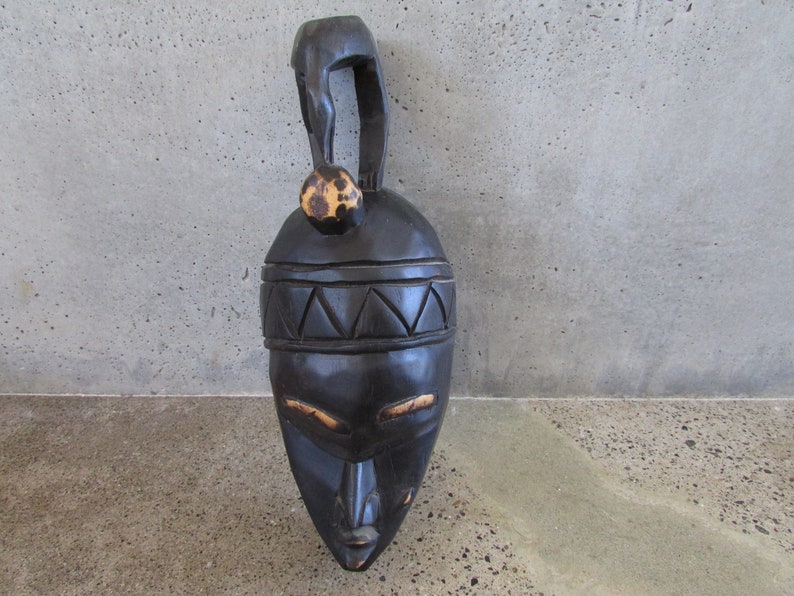 African Mask Ghana Person With Bird on Top of Head Tribal - Etsy
