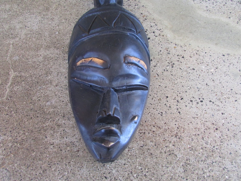 African Mask Ghana Person With Bird on Top of Head Tribal - Etsy