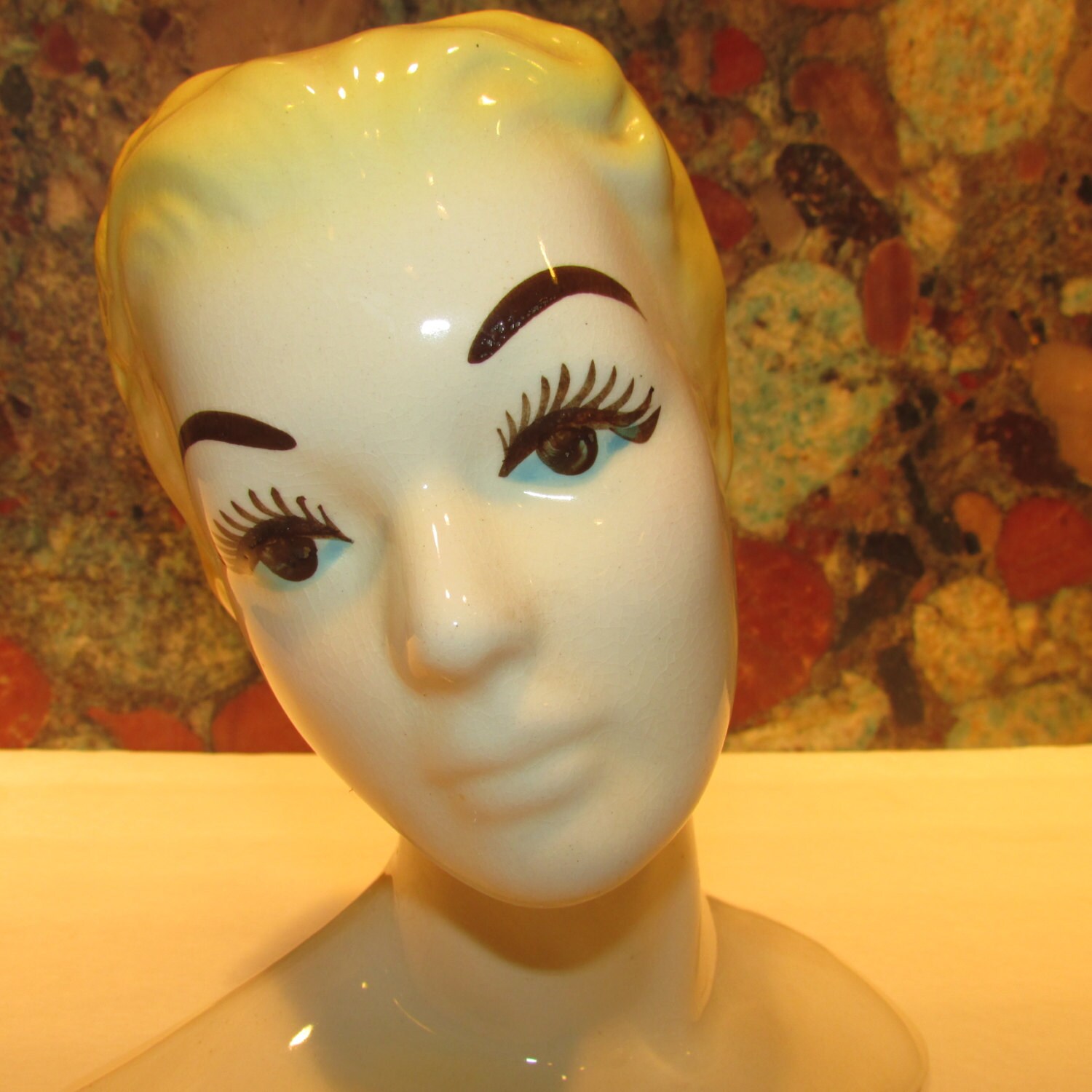 Large Vintage Ceramic Pottery Head Vase Mid Century Modern - Etsy