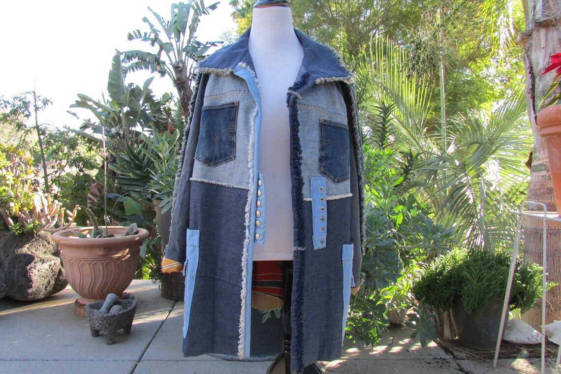 Handmade Upcycled Denim Jacket OFAK fully lined tons of | Etsy