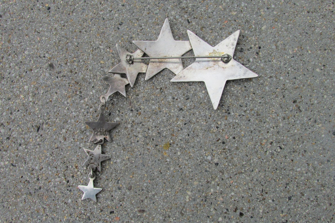 Sterling Silver Falling Star Brooch Pin 7 Sterling Silver | Etsy