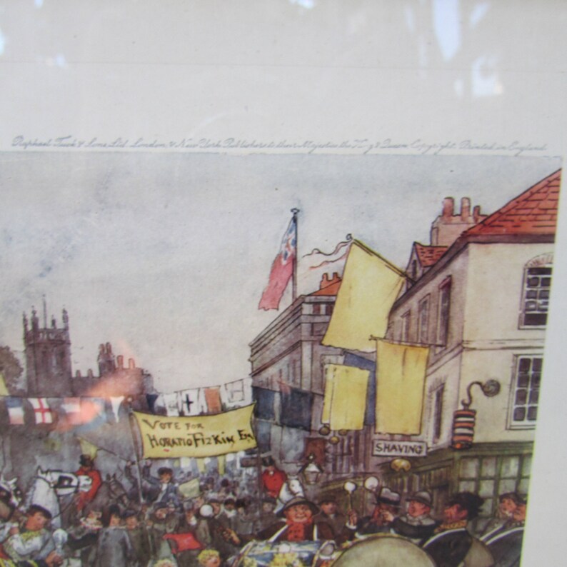 Vintage Framed Lithograph Print the Election at Eatanswill Raphael Tuk ...