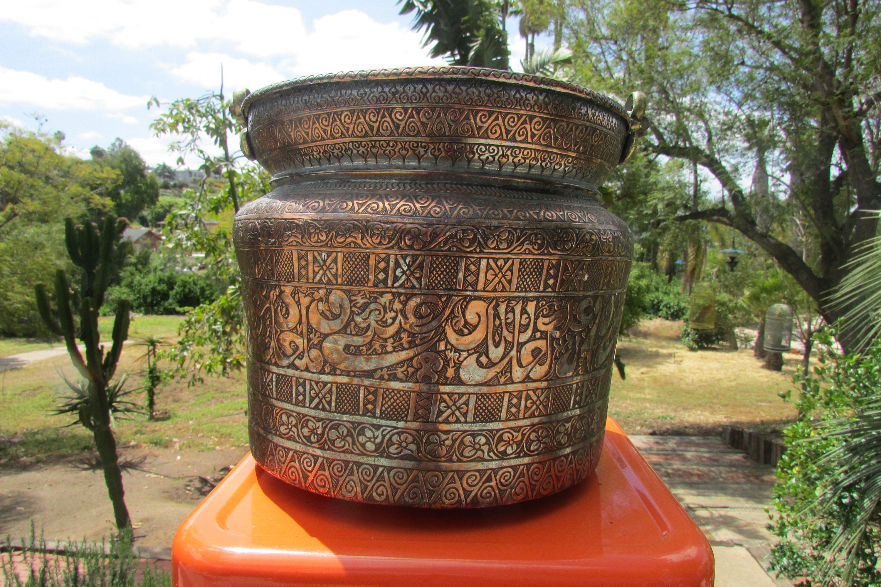 Antique Turkish Food Bucket Solid Copper With Koranic Engraving and ...