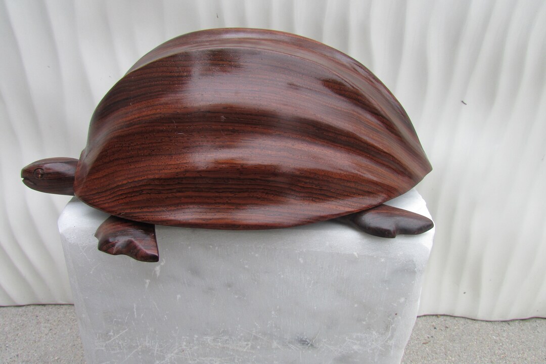 Vintage Ironwood Turtle Carving Trinket Box With Shell That Opens to ...