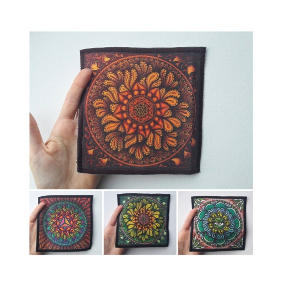 Mandala Patch. Canvas Fabric Patch With Colorful Psychedelic | Etsy