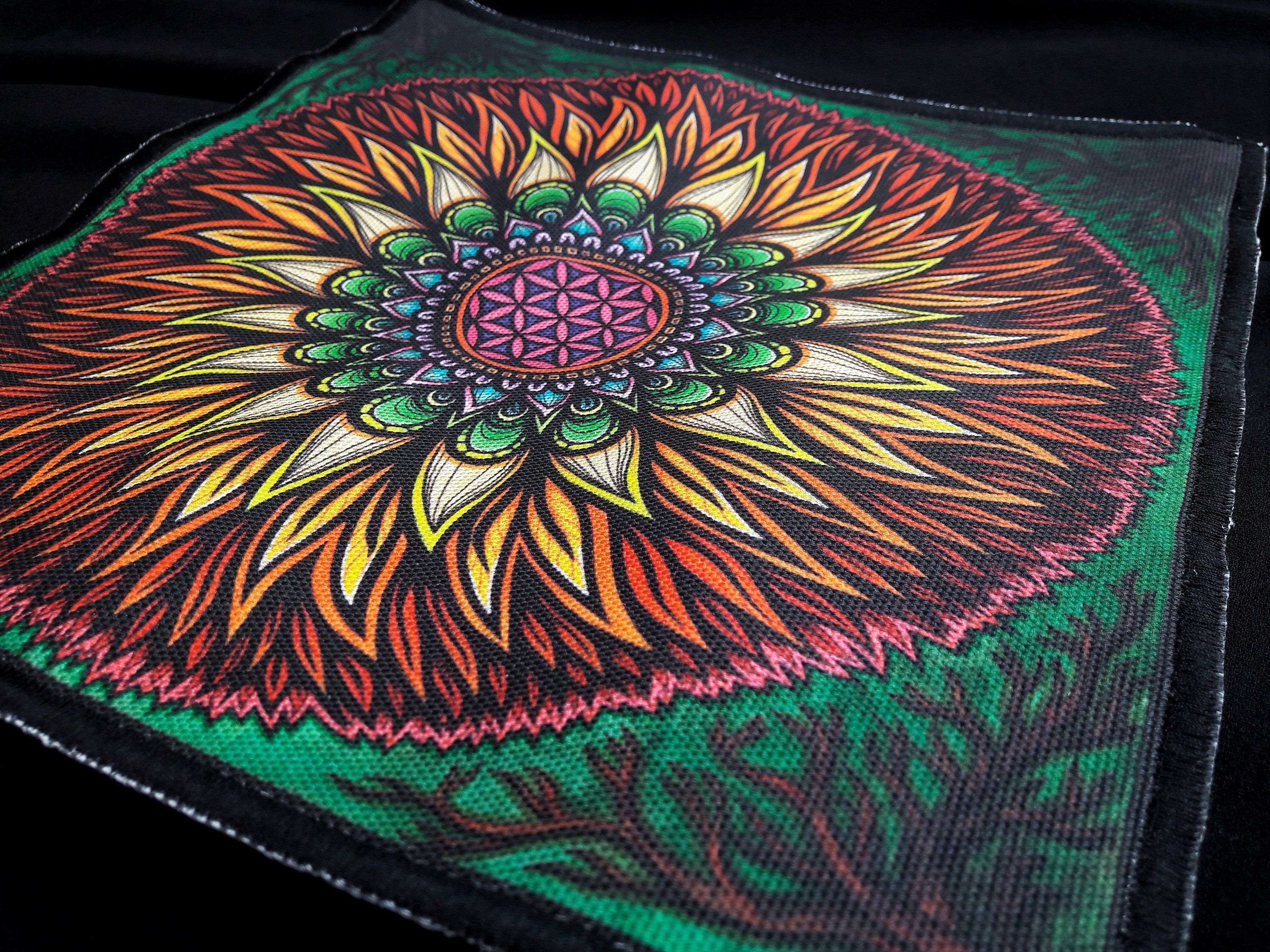 XL boho hippie art patch. 11.6 inch 29.5 cm canvas fabric | Etsy