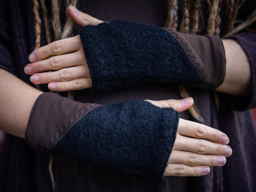 Fully Lined Fingerless Winter Gloves. Double Layer With Wool Felt and ...