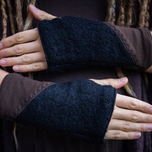 Fully Lined Fingerless Winter Gloves. Double Layer With Wool Felt and ...