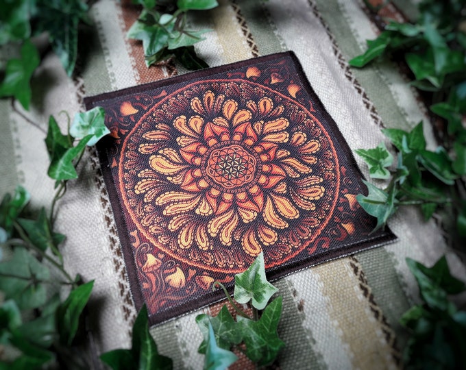 Mandala Patch. Canvas Fabric Patch With Colorful Psychedelic Mandala ...