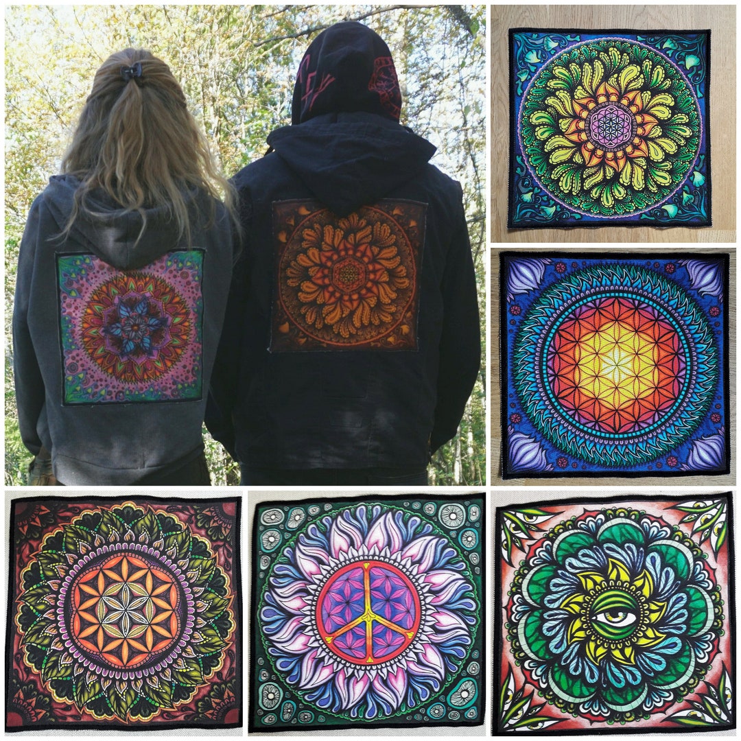 Big Mandala Patches. 11.6 Inch, 29.5 Cm, Back Patches for Jackets With Psychedelic Mandala Print ...