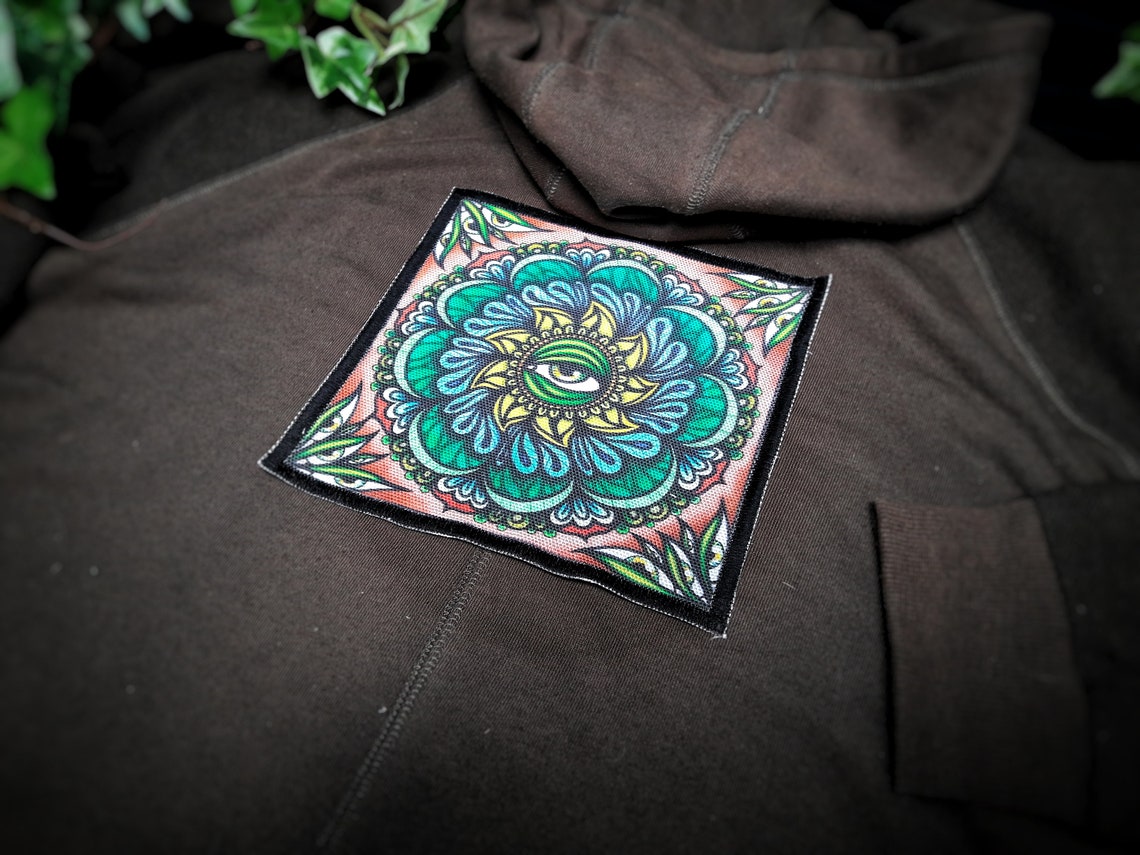 Mandala Patch. Canvas Fabric Patch With Colorful Psychedelic | Etsy