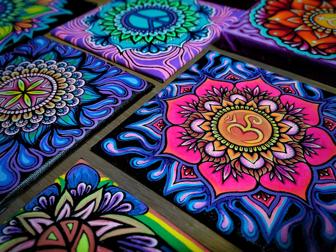 Mandala Mini's, Small Colorful Paintings on Canvas Board - Etsy