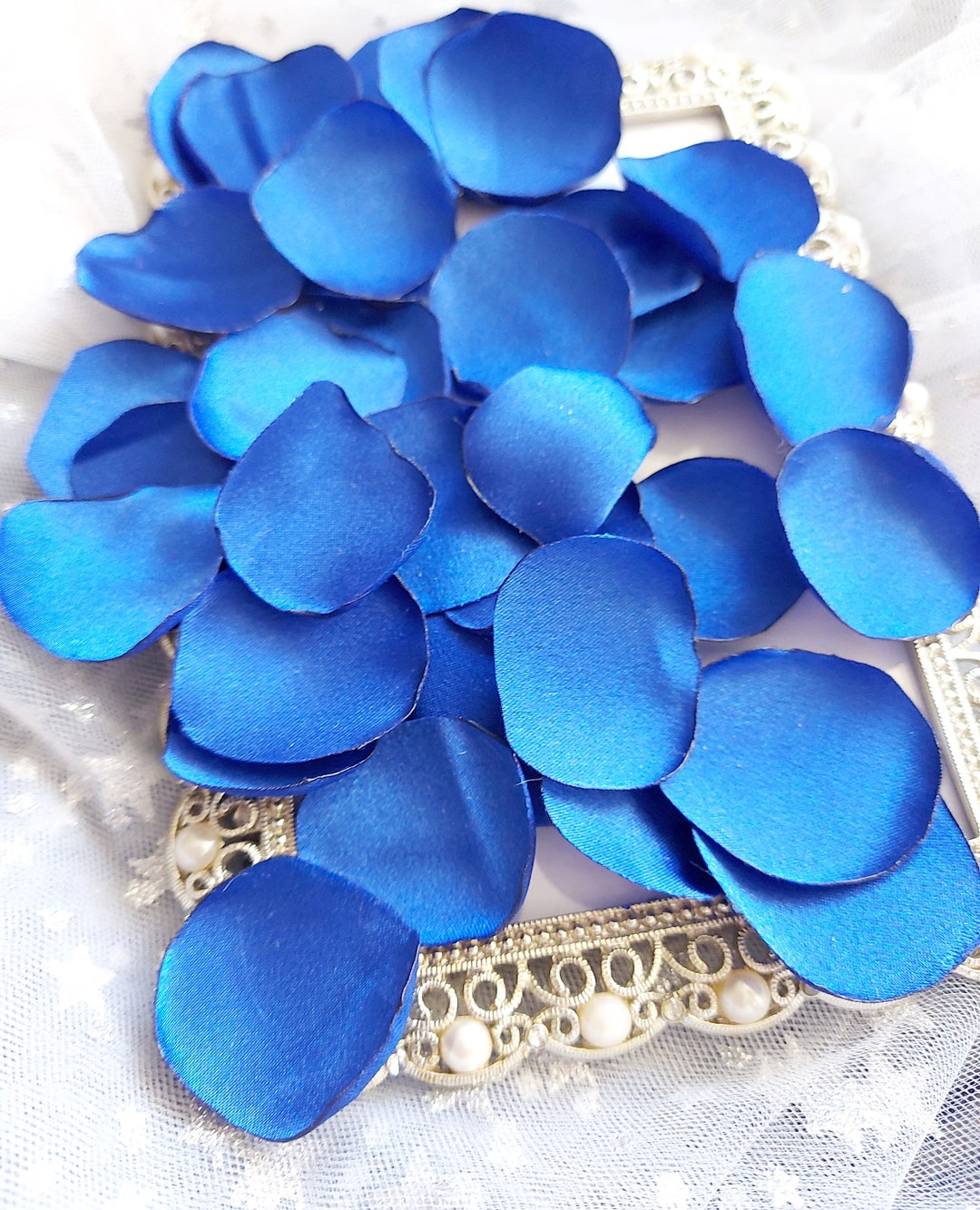 Royal Blue Satin Rose Petals Flower Basket Wedding Decor Table ...