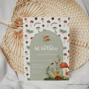 Mushroom Birthday Invitation, Woodland Fall Mushroom Invite, Forest ...