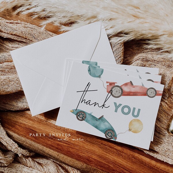 Race Car Thank You Card - Etsy