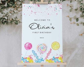 Editable Candy Welcome Sign, Candyland Poster, Candy Birthday Sign ...