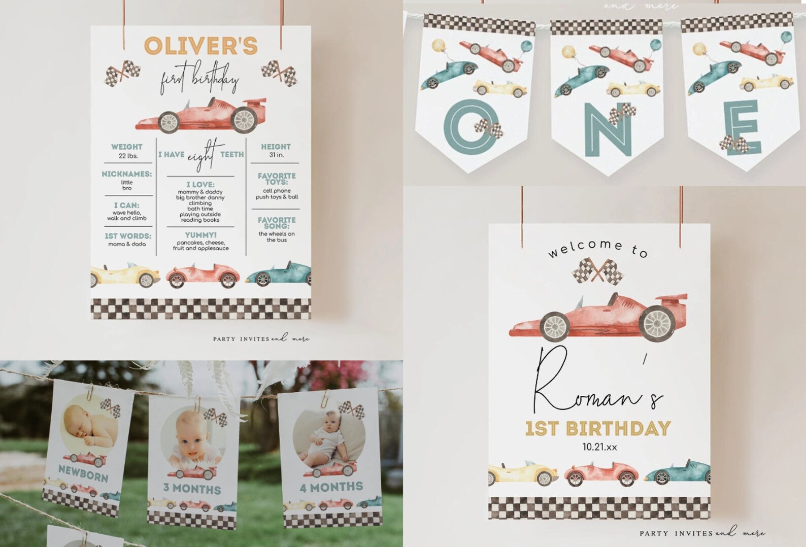 Editable Race Car First Birthday Invitation Bundle Racing - Etsy