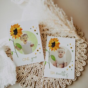 Sunflower First Birthday Monthly Photo Banner, Sunflower 1st Birthday ...
