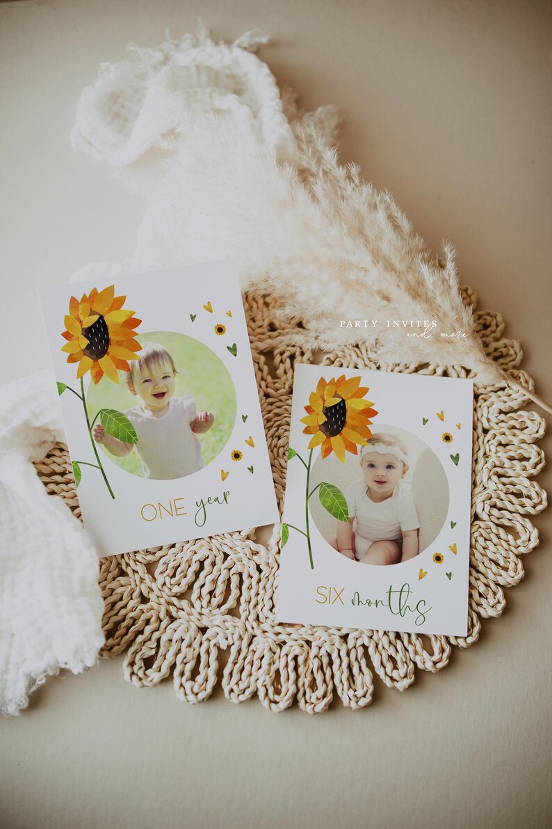 Sunflower First Birthday Monthly Photo Banner Sunflower 1st - Etsy
