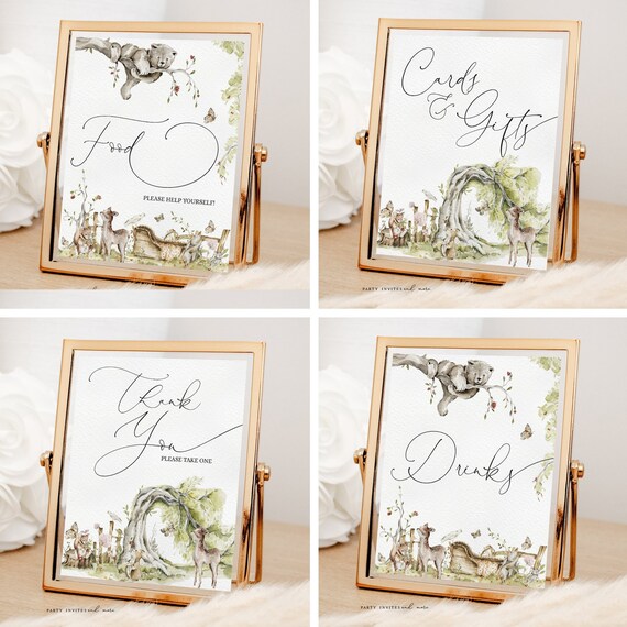 Woodland Baby Shower Party Signs Forest Animals Table Signs - Etsy
