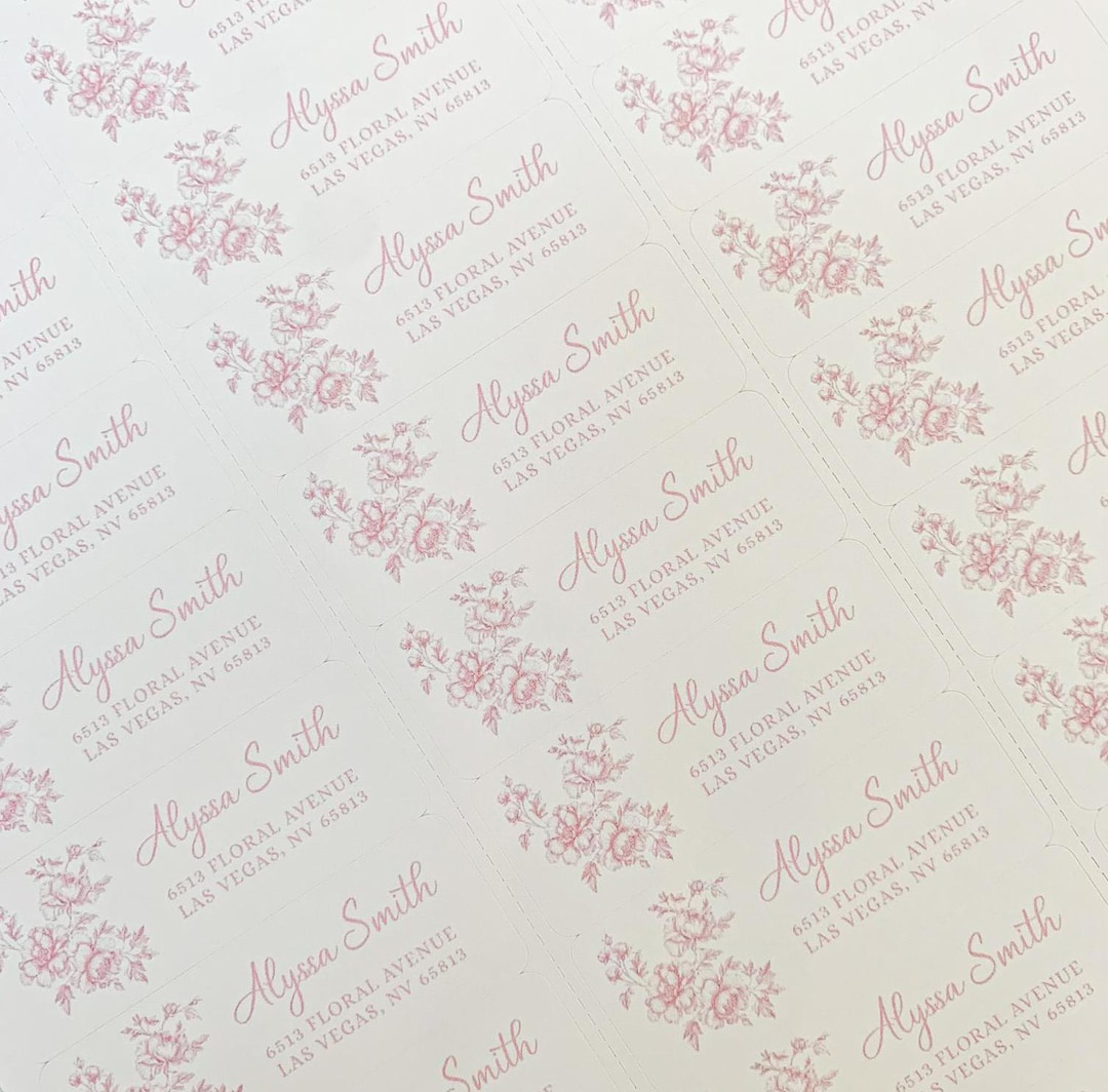 Light Pink Floral Return Address Stickers, Toile Baby Shower Address ...