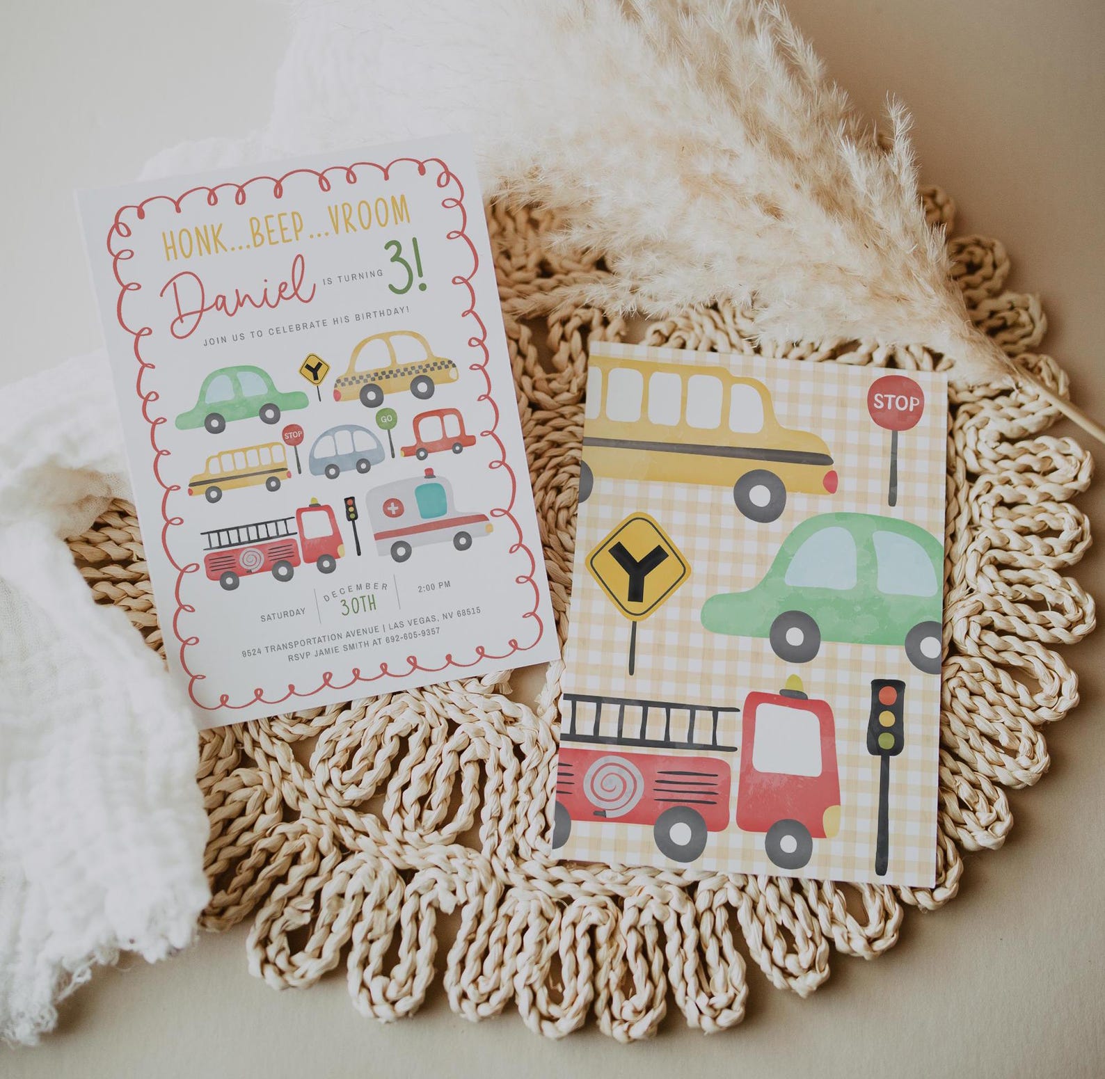 Transportation Birthday Invitation, Car and Truck Birthday Party Invite ...