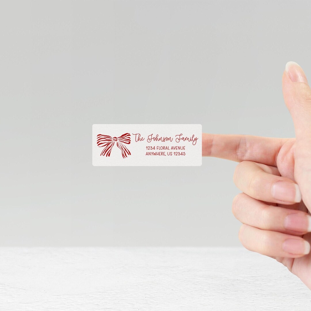 Classic Christmas Bow Return Address Stickers, Holiday Baby Shower or ...