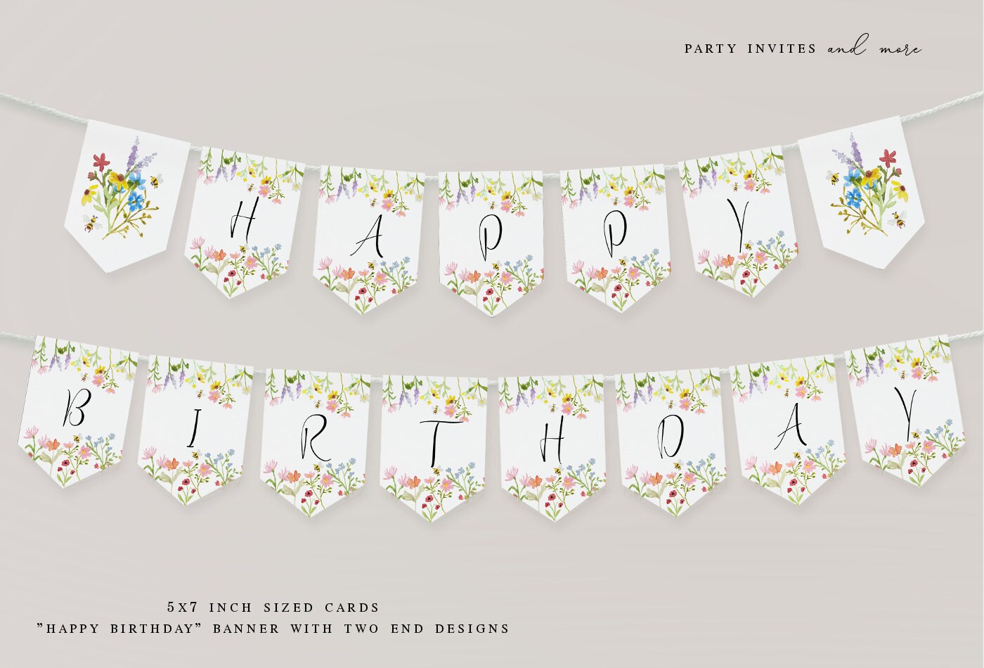 Wildflower Birthday Banner Floral Happy Birthday Banner - Etsy
