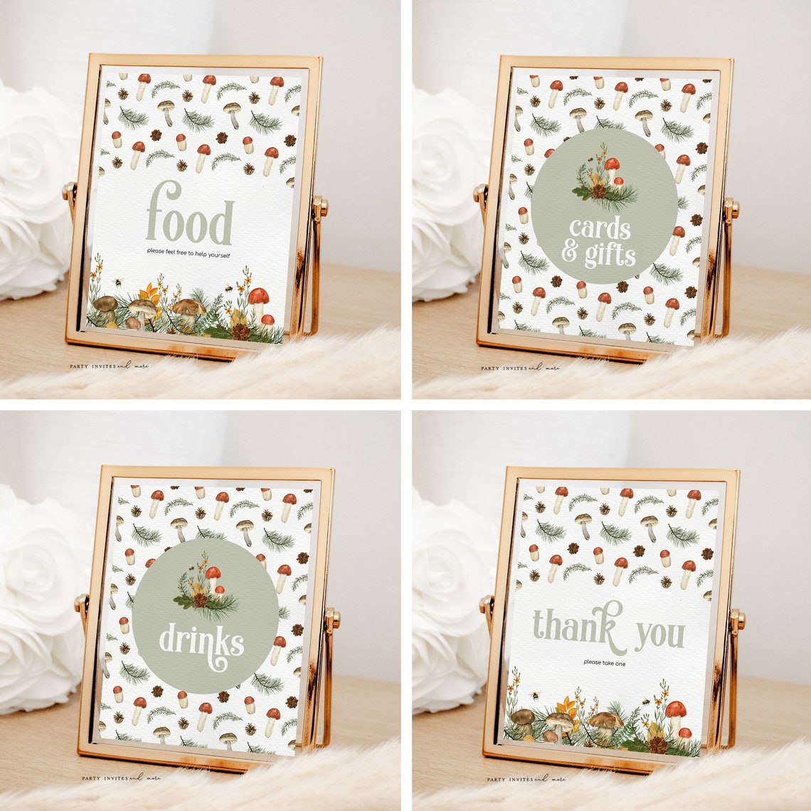 Mushroom Birthday Party Signs Woodland Fall Baby Shower Table - Etsy