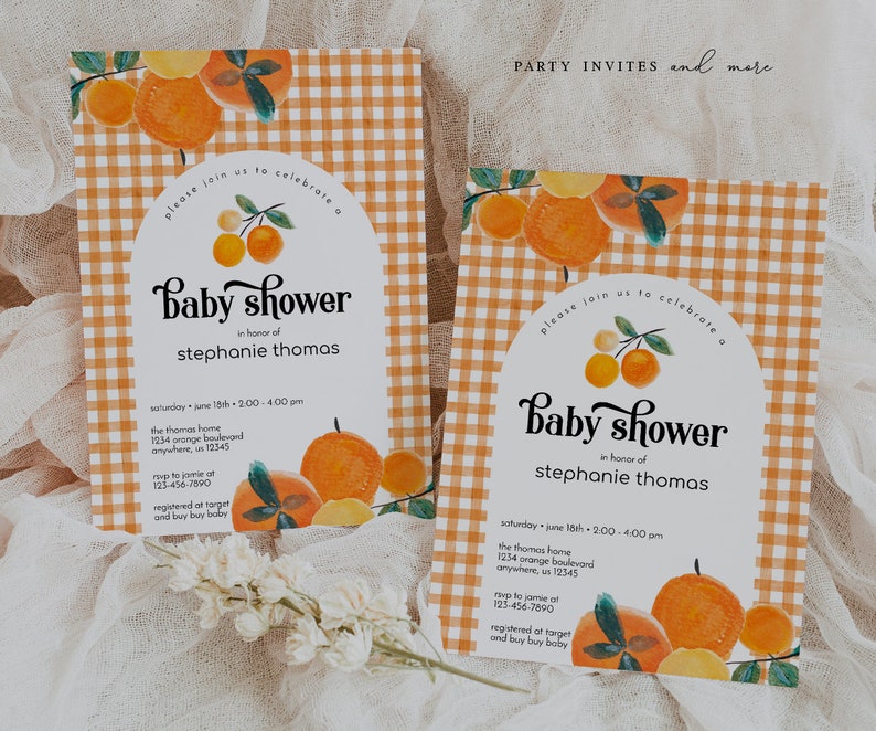 Orange Baby Shower Invitation Bundle Editable Citrus Baby - Etsy