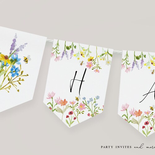 Editable Wildflower Birthday Banner Floral Happy Birthday - Etsy