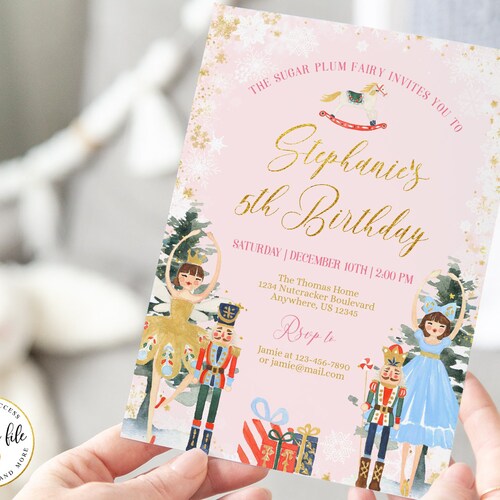 Editable Nutcracker Birthday Invitation Ballet Christmas - Etsy