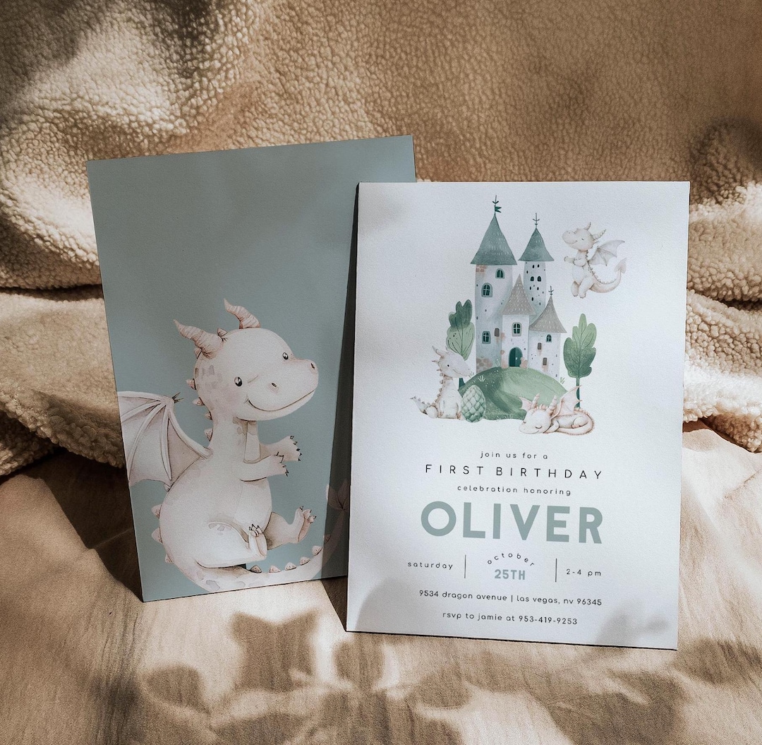 Editable Dragon Birthday Party Invitation, Printable Dragon First ...