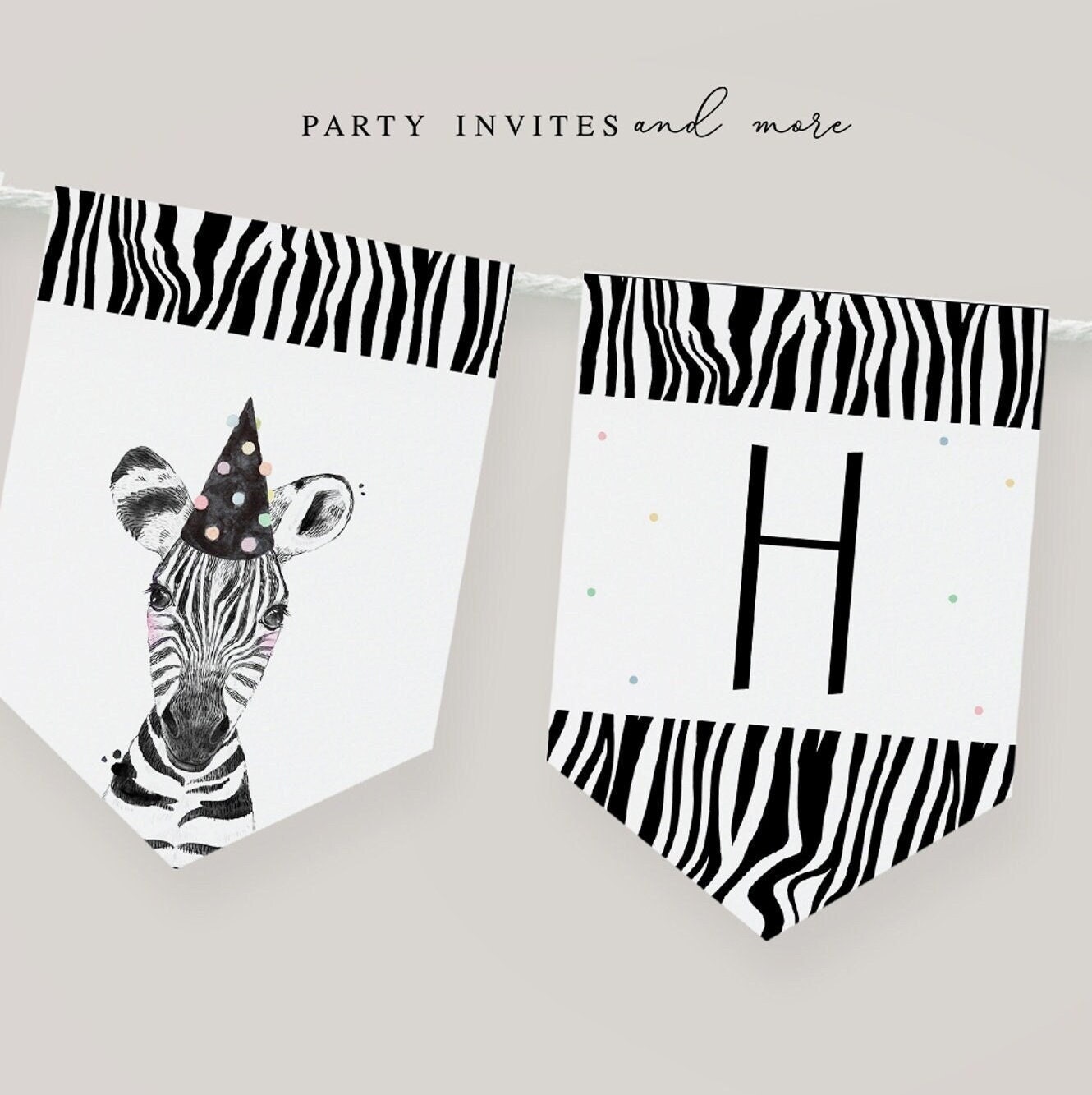 Zebra Happy Birthday Banner Printable