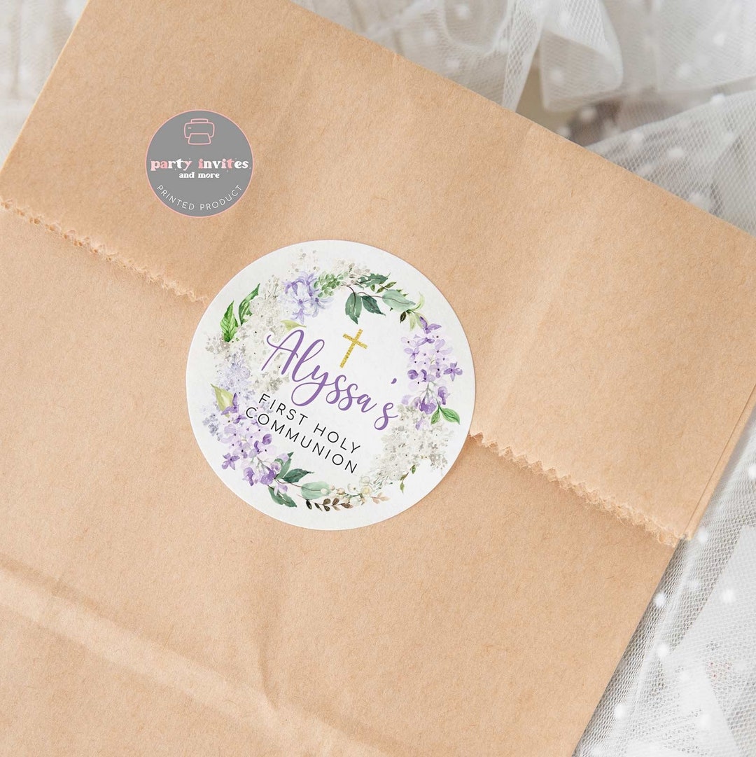 Lilac Purple First Communion Stickers, First Holy Communion Labels, 138 ...