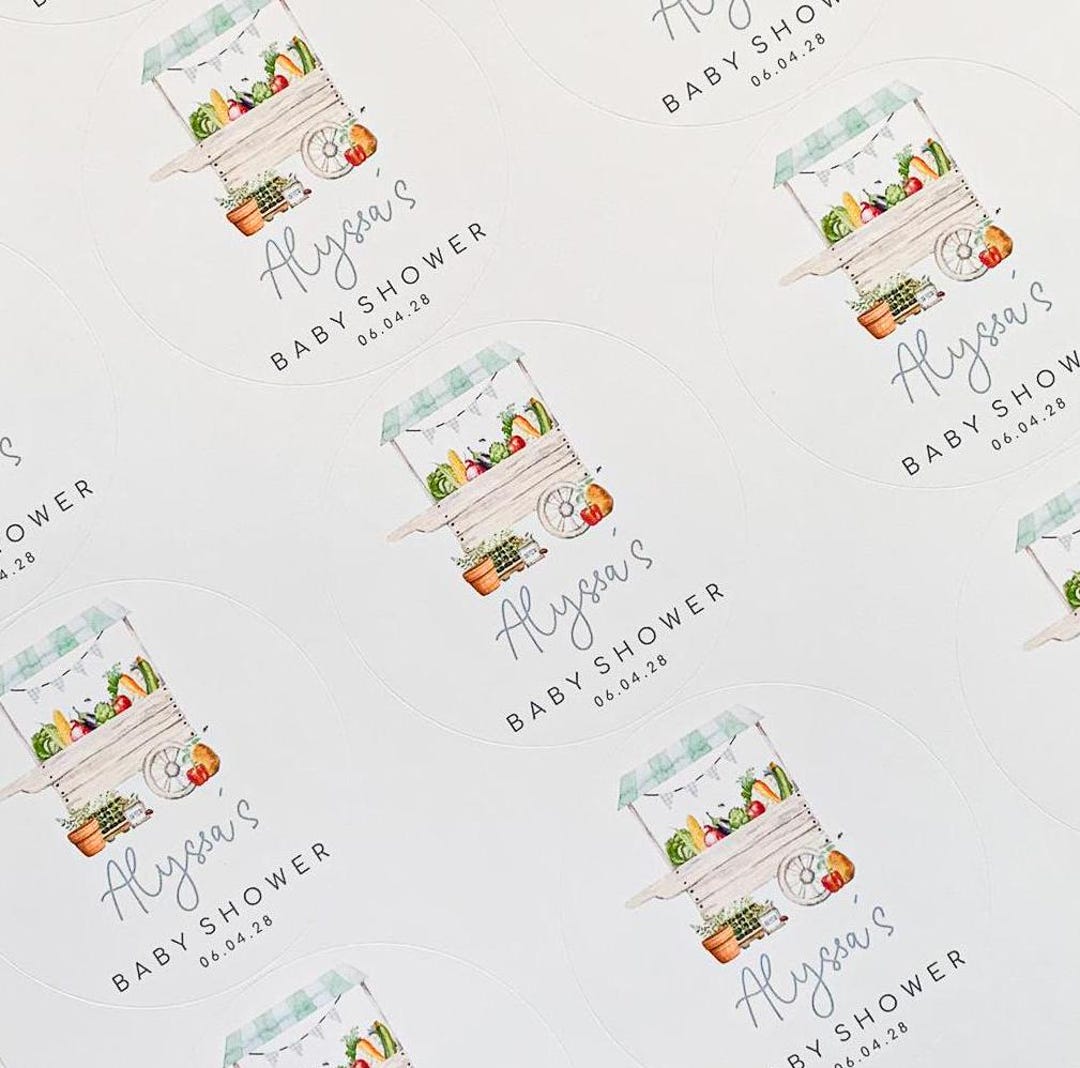 Farmers Market Baby Shower Favor Stickers, Boy Farmer Market Baby ...