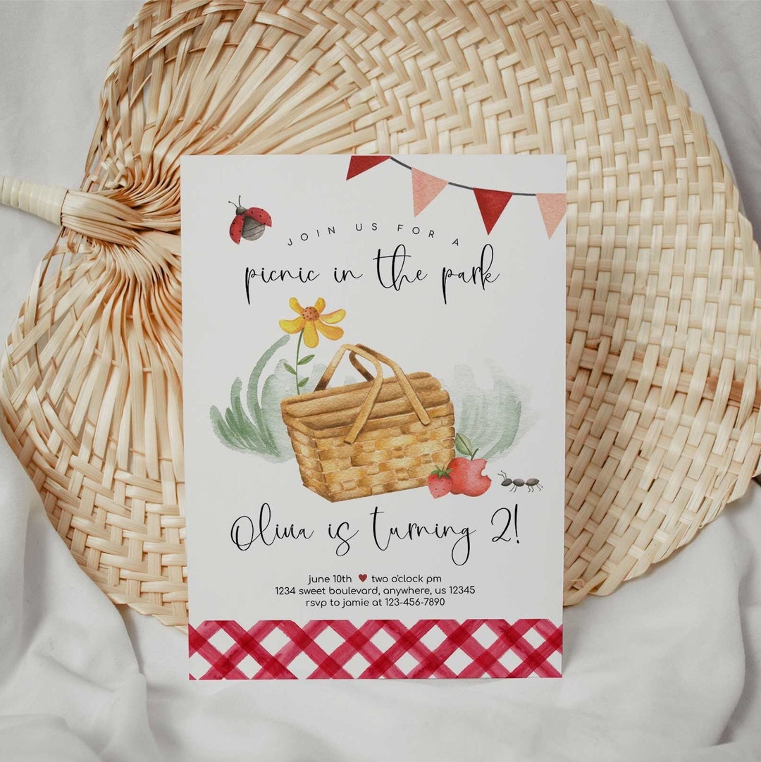 Picnic Birthday Invitation, Picnic in the Park Invite, Summer Birthday ...