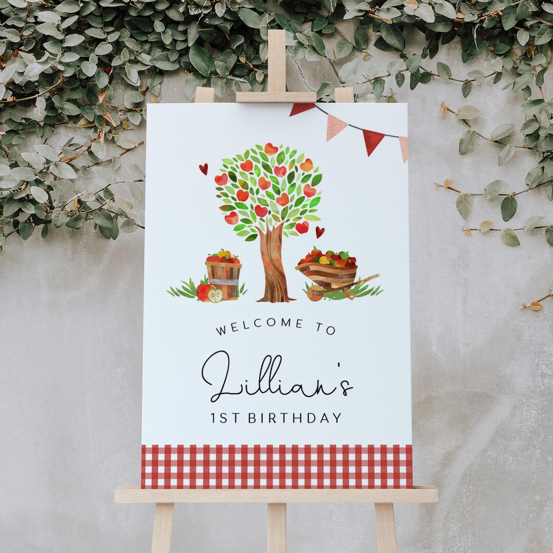 Fall Apples Birthday Party Welcome Sign, Printable Apples Birthday Sign ...